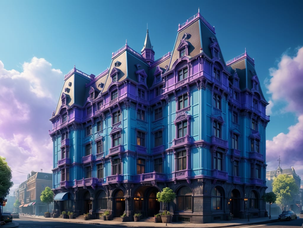 Premium Free ai Images | Hypnotic H: Megante-tinged Architectural Wonder