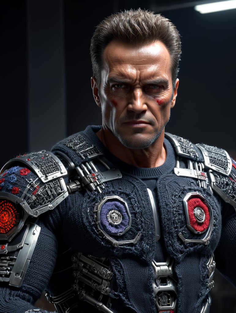 Premium Free ai Images | terminator wearing very hirsute crocheted ...