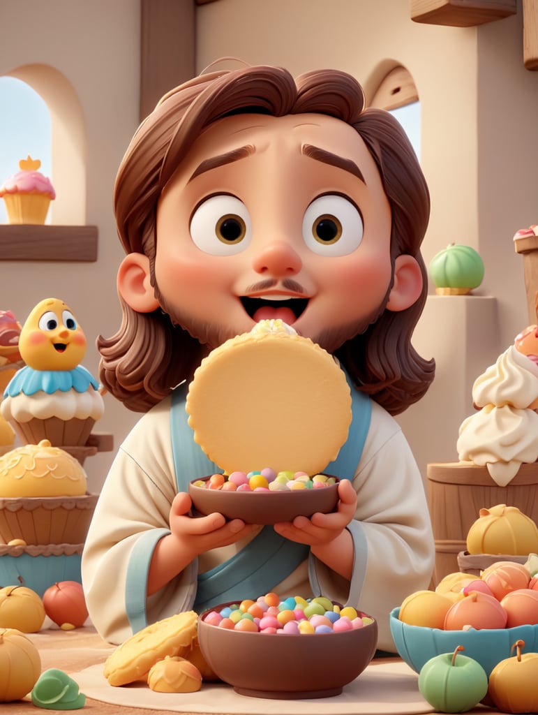 Premium Free ai Images | jesus eating sweet dodut