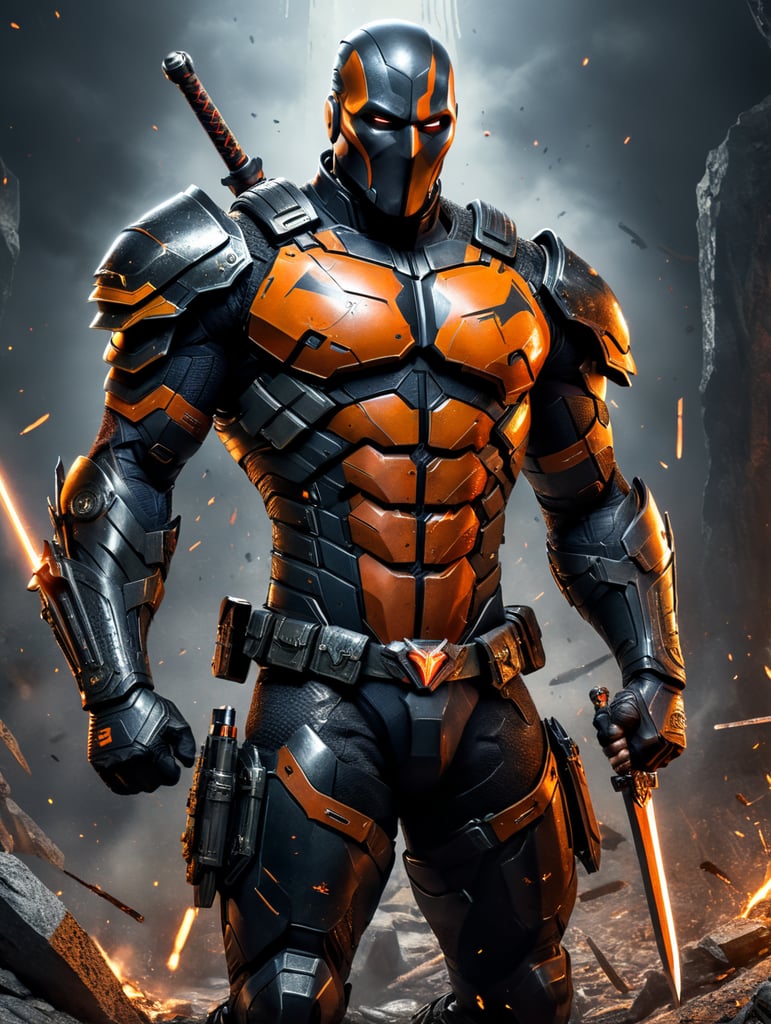 Premium Free ai Images | idris edris in deathstroke costume standing on ...