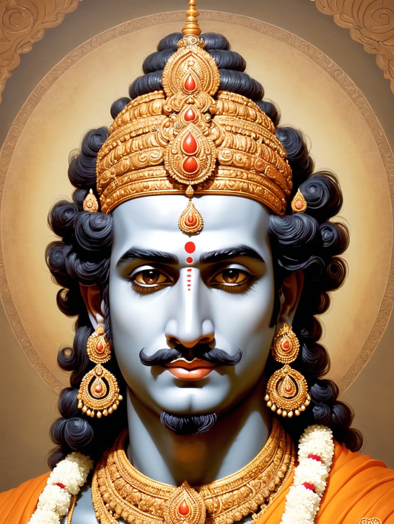 Premium Free ai Images | sri ramachandra prabhu clean shaven face lord ...