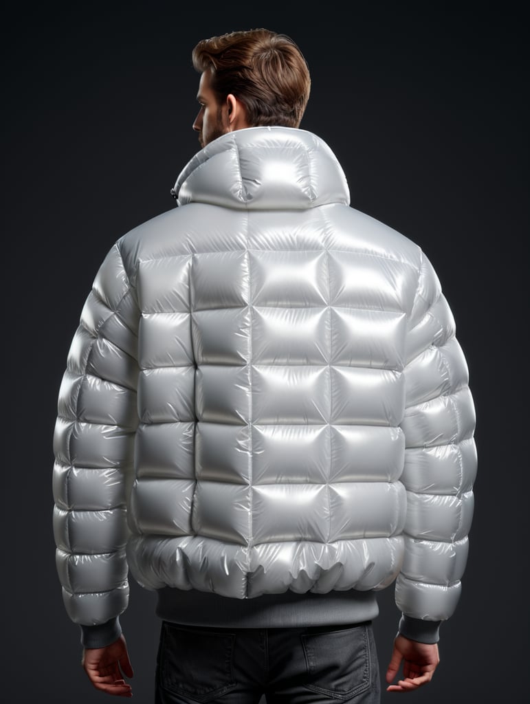 Premium Free ai Images | inflatable white minimalist mans puffer jacket ...