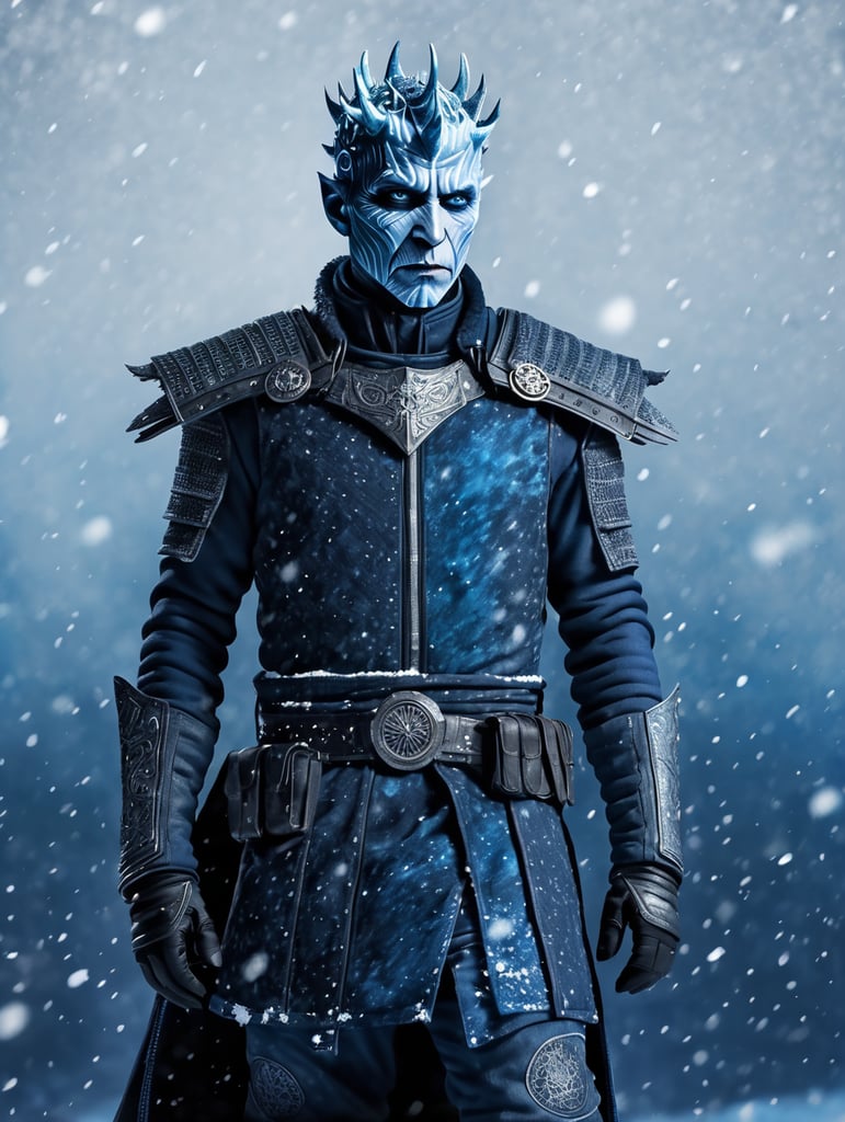 Premium Free ai Images | night king dark blue snowy background wearing ...