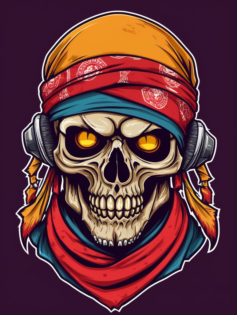Premium Free ai Images | zombie bandit skull with bandana on face ...