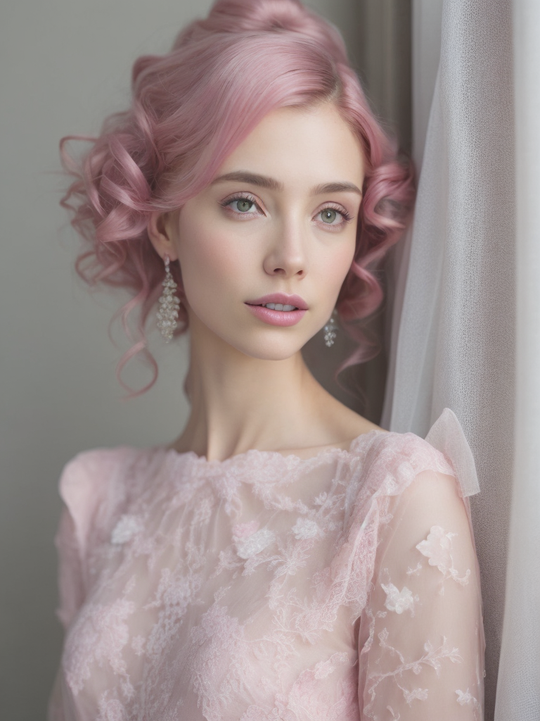 Premium Free ai Images | lady sporting rosy hued hair donned in ...