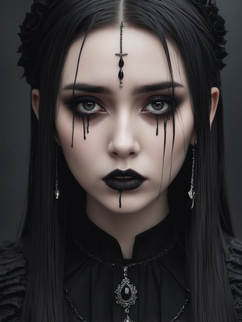 Premium Free ai Images | girl cry dark goth dark background