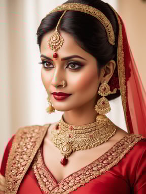 Premium Free ai Images | jbangladeshi bride minimalist jewellery red ...