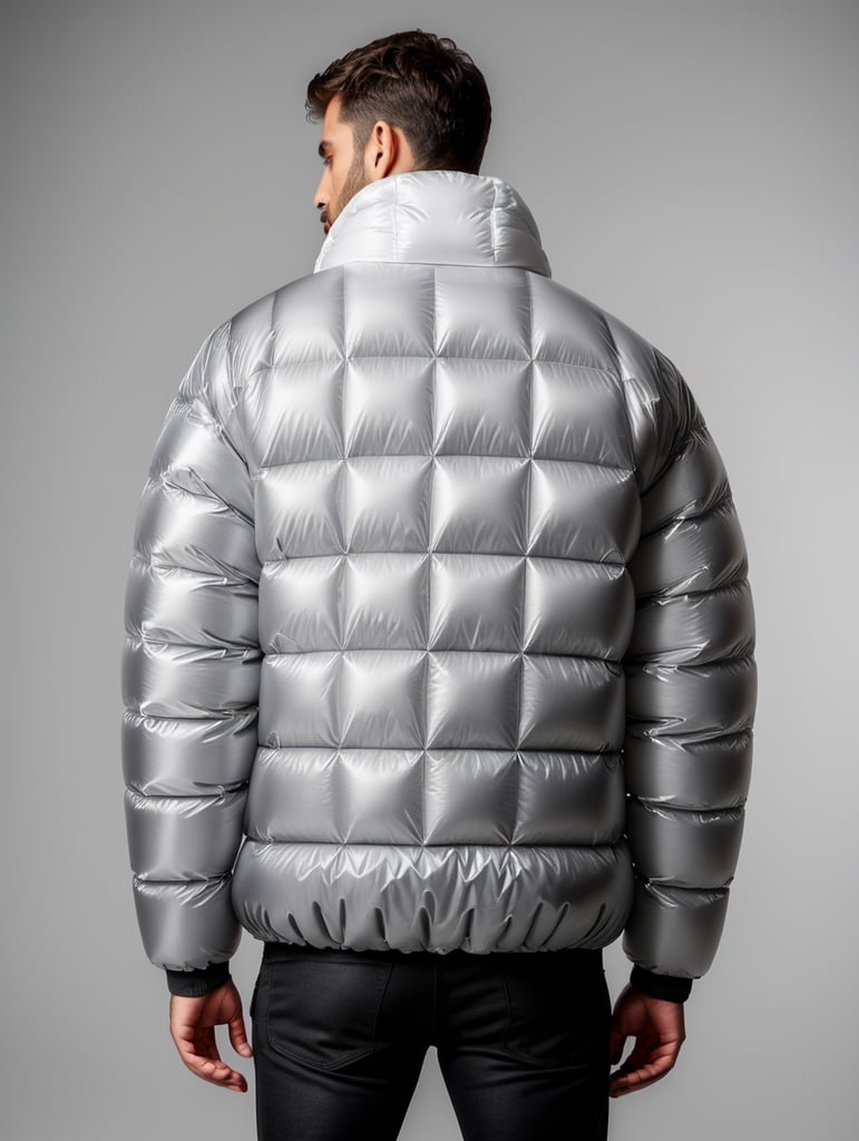 Premium Free ai Images | inflatable white minimalist mans puffer jacket ...