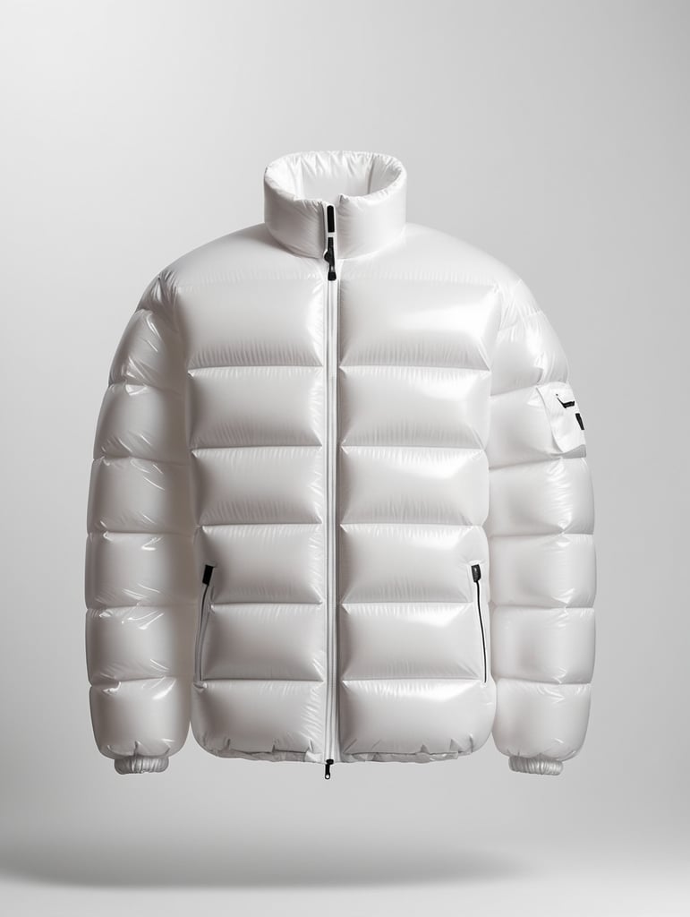 Premium Free ai Images | inflatable white minimalist mans puffer jacket ...