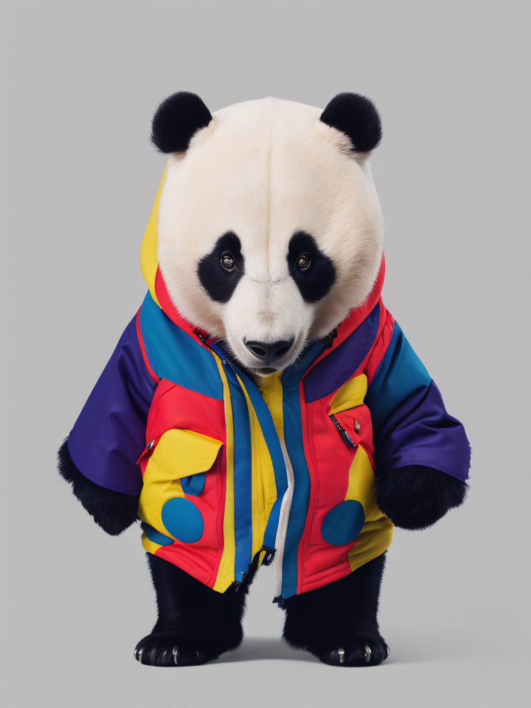 Premium Free ai Images | portrait of panda dressed in colorful ...