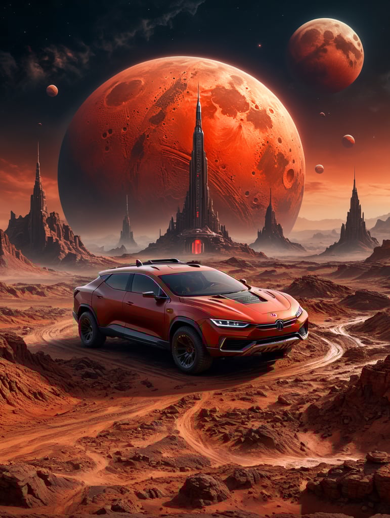 Premium Free ai Images | alien city on planet mars flying cars setting ...