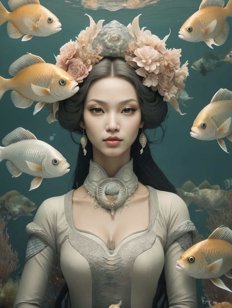 Premium Free ai Images | pretty fish woman