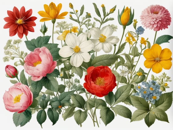 Premium Free ai Images | different types of flowers botanical ...