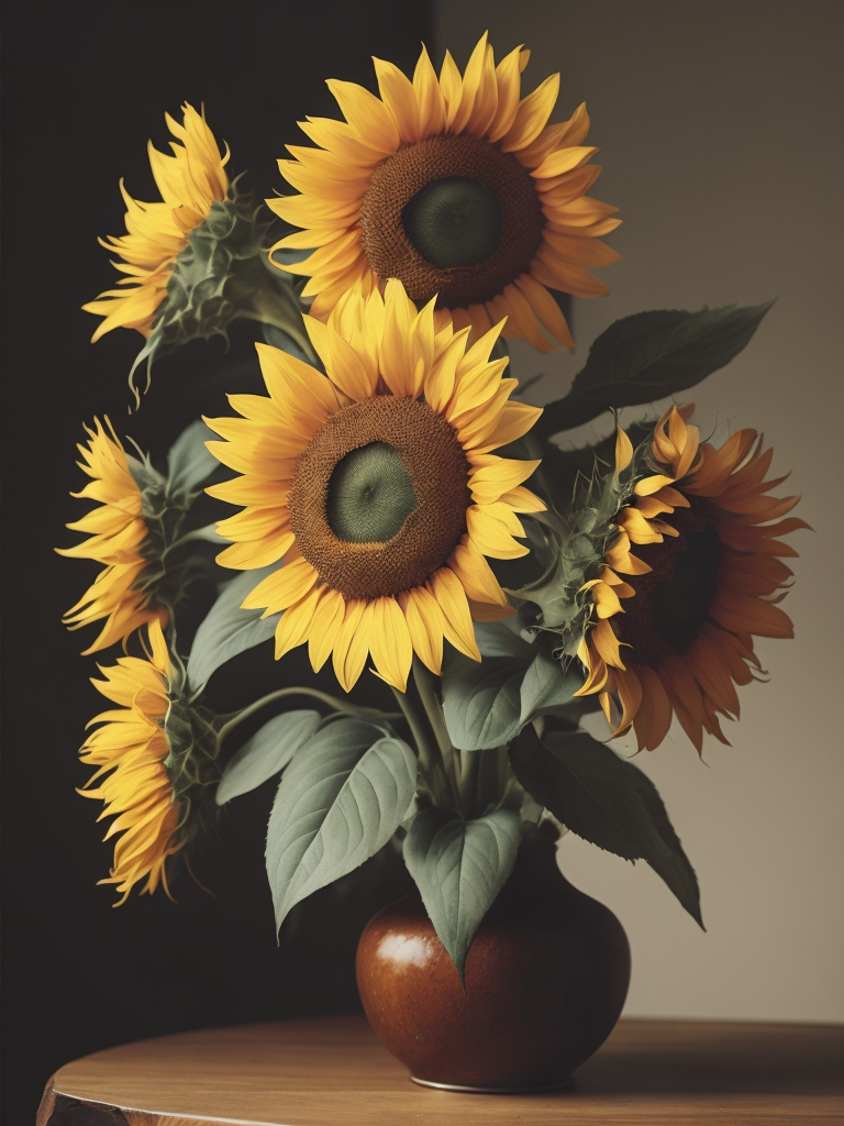 Premium Free ai Images | sunflowers moody oil painting by henri fantin ...