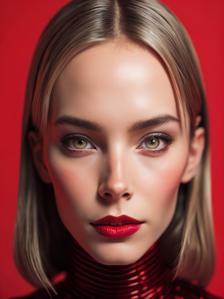 Premium Free ai Images | portrait of an android girl made of red glossy ...