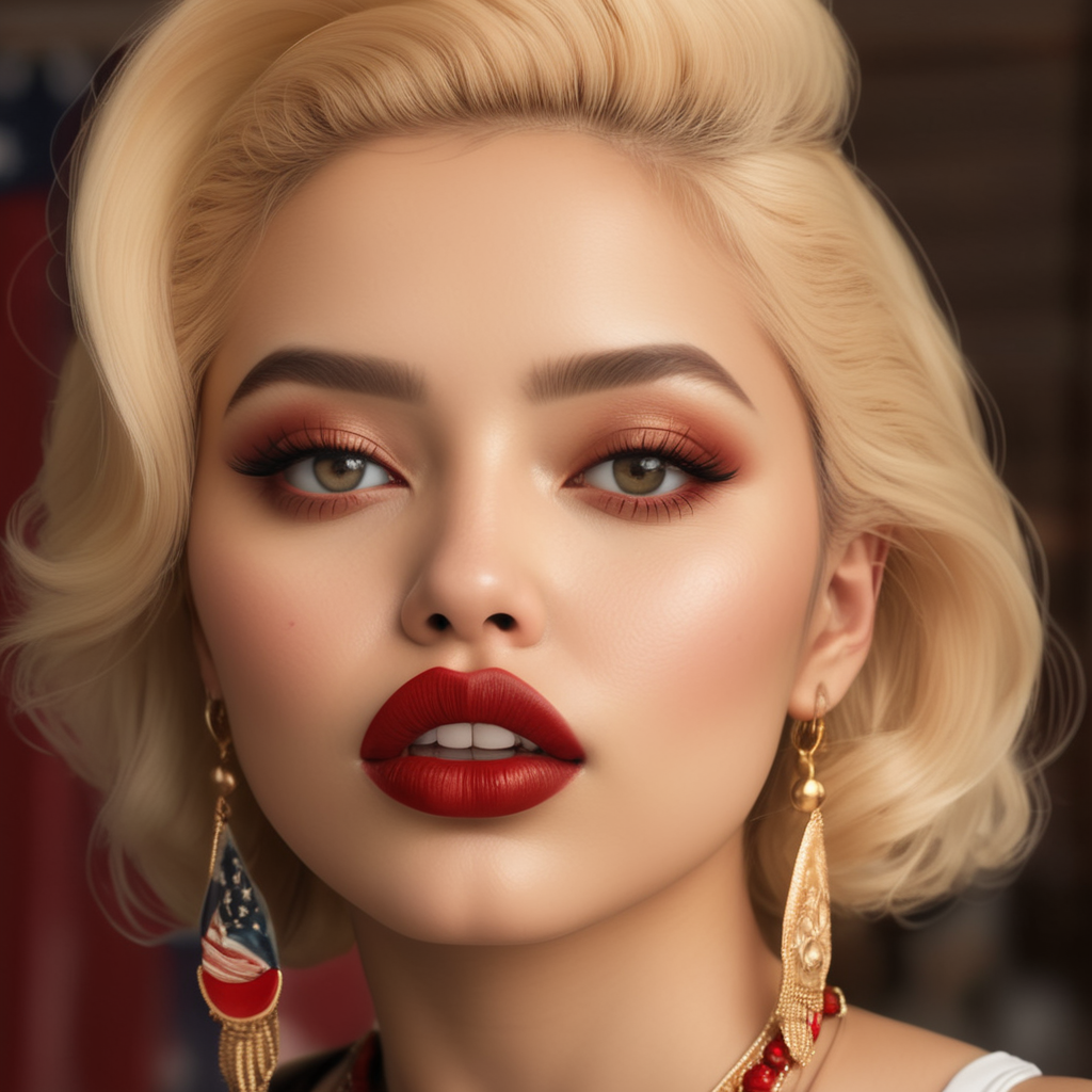 Premium Free ai Images | goddess america realistic croptop redlips