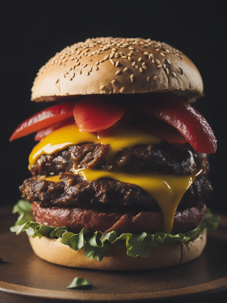 Premium Free ai Images | triple meat smashed ground beef patty cheeseburger