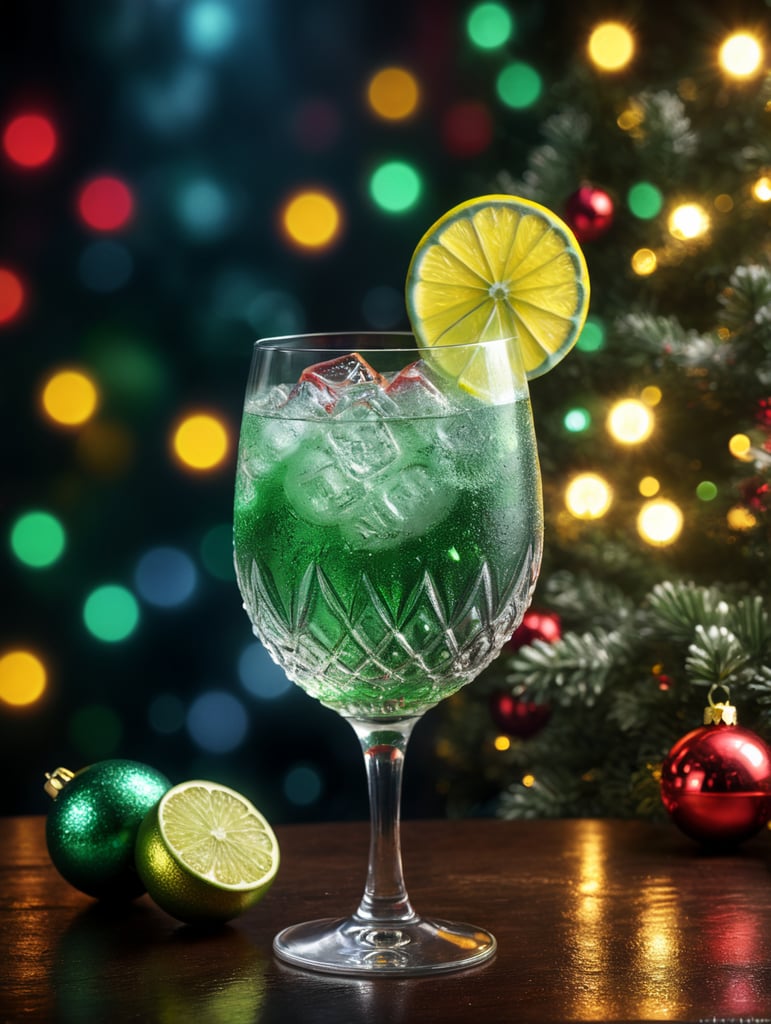 Premium Free ai Images | glass of spritzer on christmas background