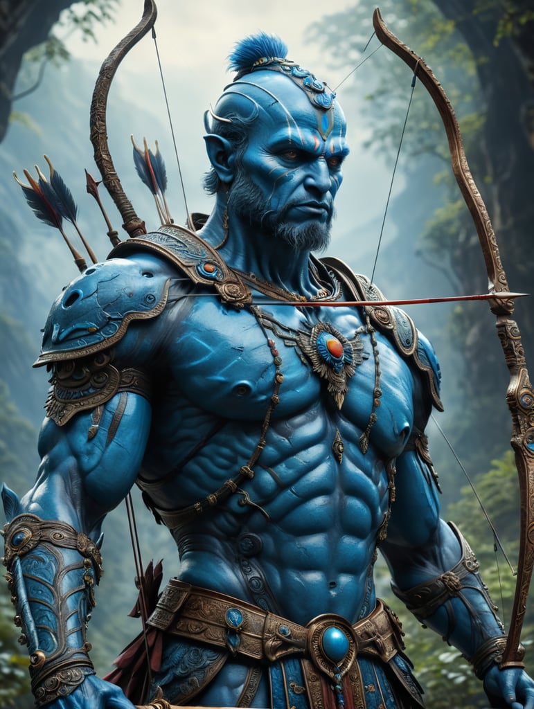 Premium Free ai Images | blue human rama with bow