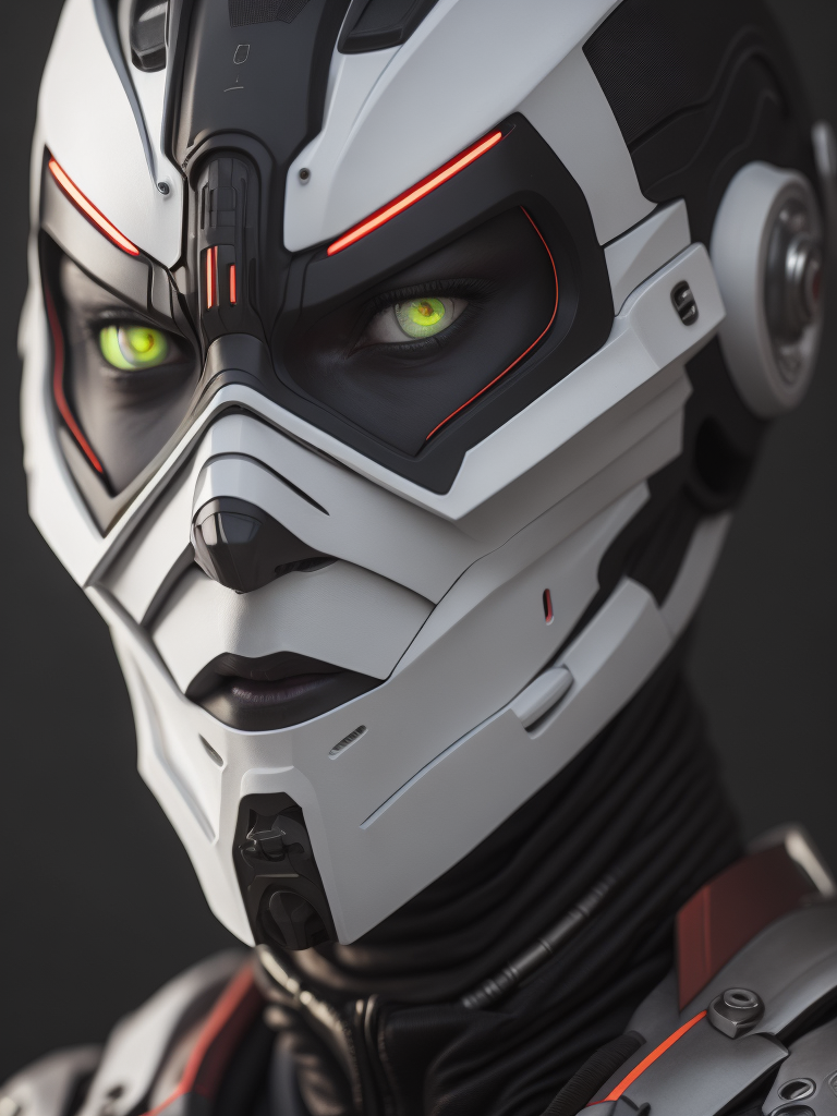 Premium Free ai Images | an android wear mask that is white with red ...