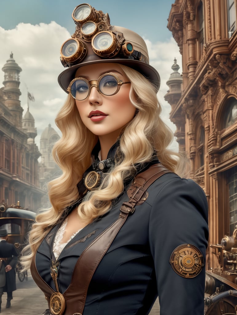 Premium Free ai Images | masterpiece photograph of steampunk woman with ...