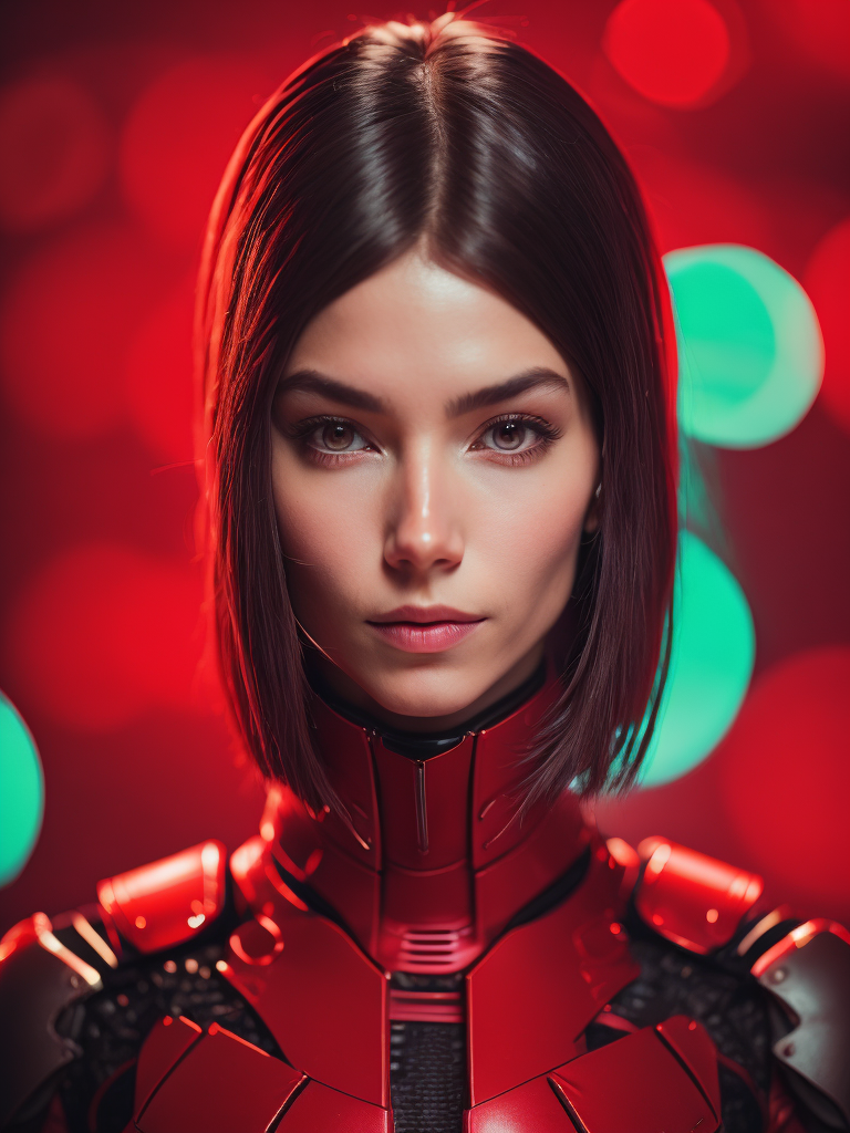 Premium Free ai Images | portrait of an android girl made of red glossy ...