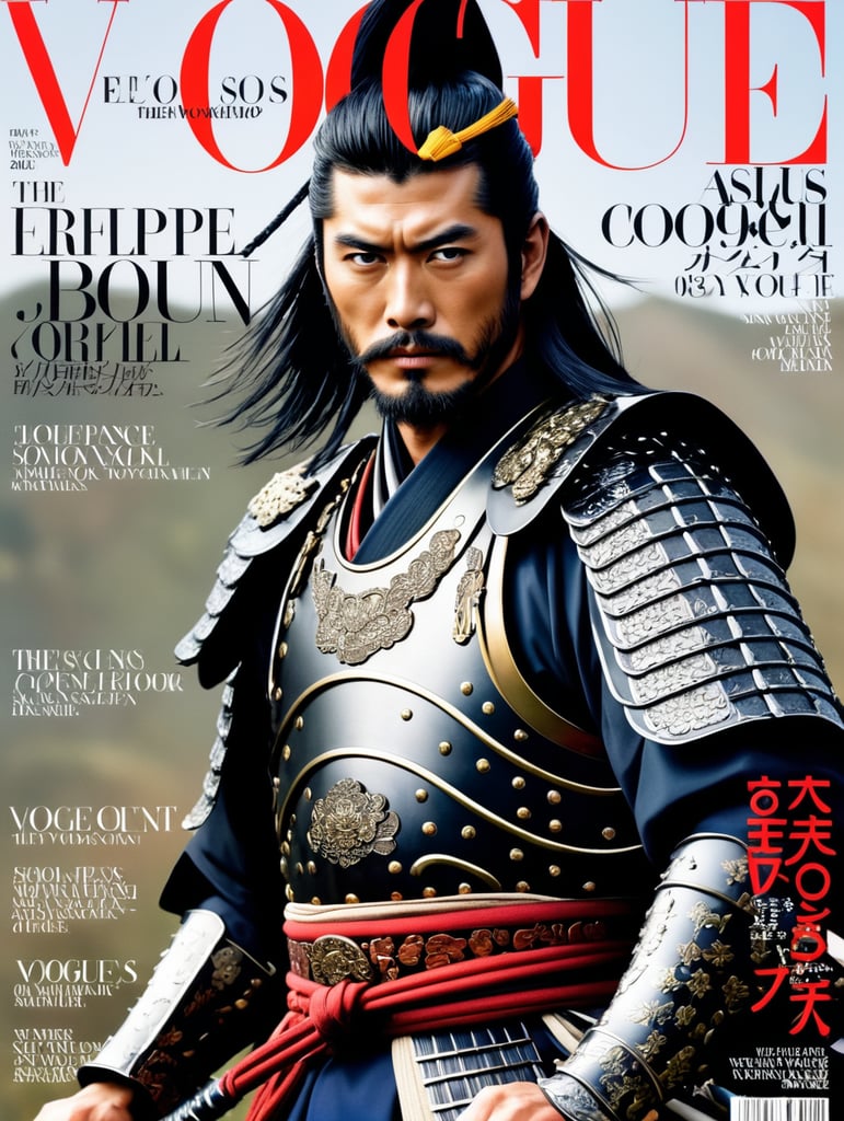 Premium Free ai Images | japanese samurai on the cover of vogue