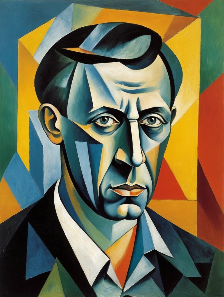 Premium Free ai Images | self portrait pf pablo picasso cubism