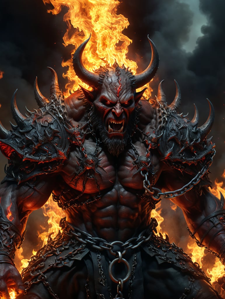 Premium Free ai Images | satan the devil in chains that are on fire
