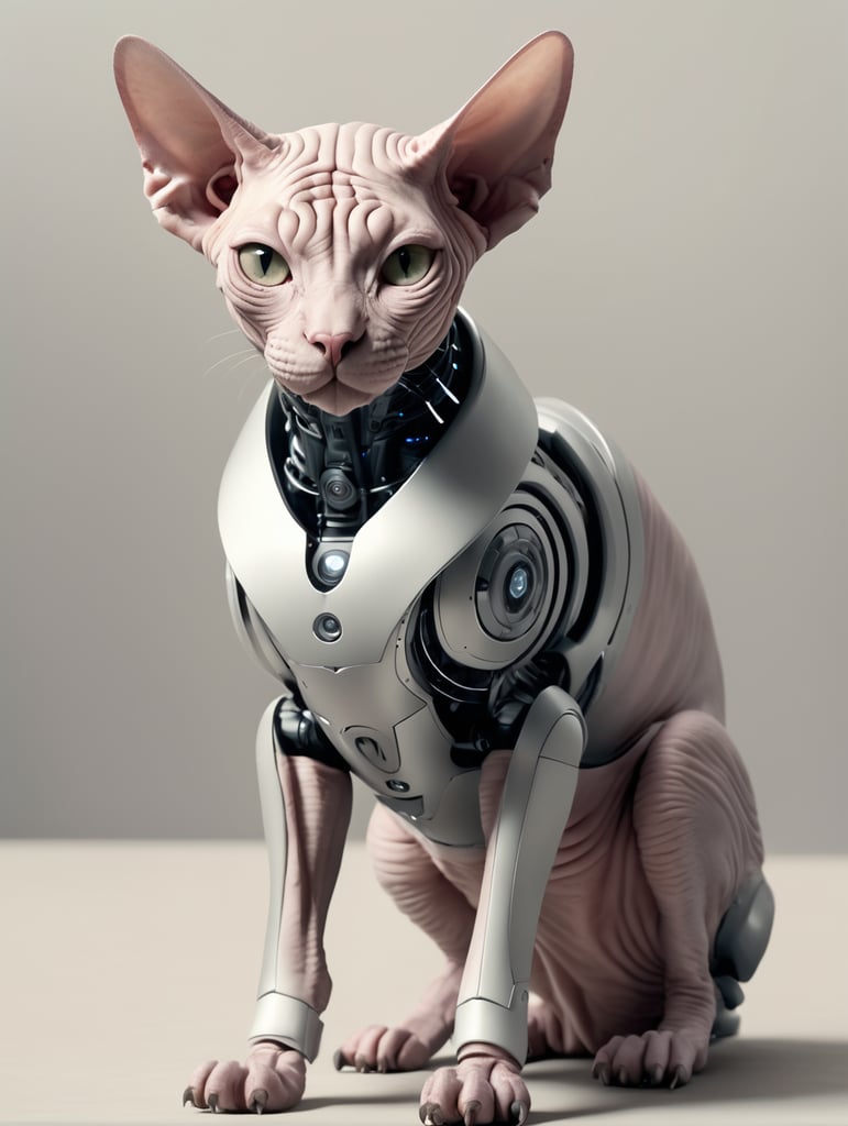 Premium Free ai Images | robotic sphynx cat from the future
