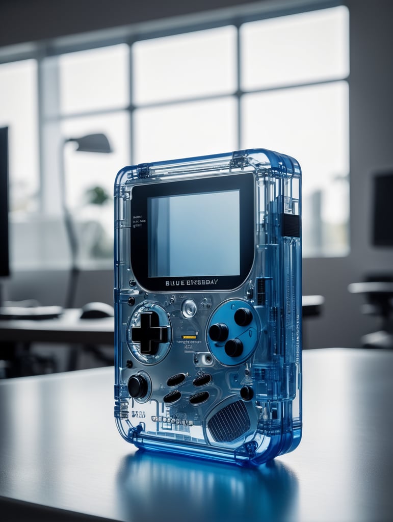 Premium Free ai Images | see through blue translucent game boy designed ...