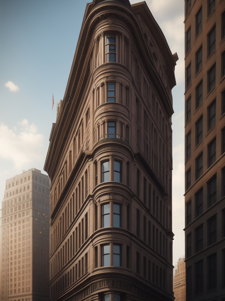 Premium Free ai Images | flatiron building vibrant colors warm deep colors contrast lighting ...