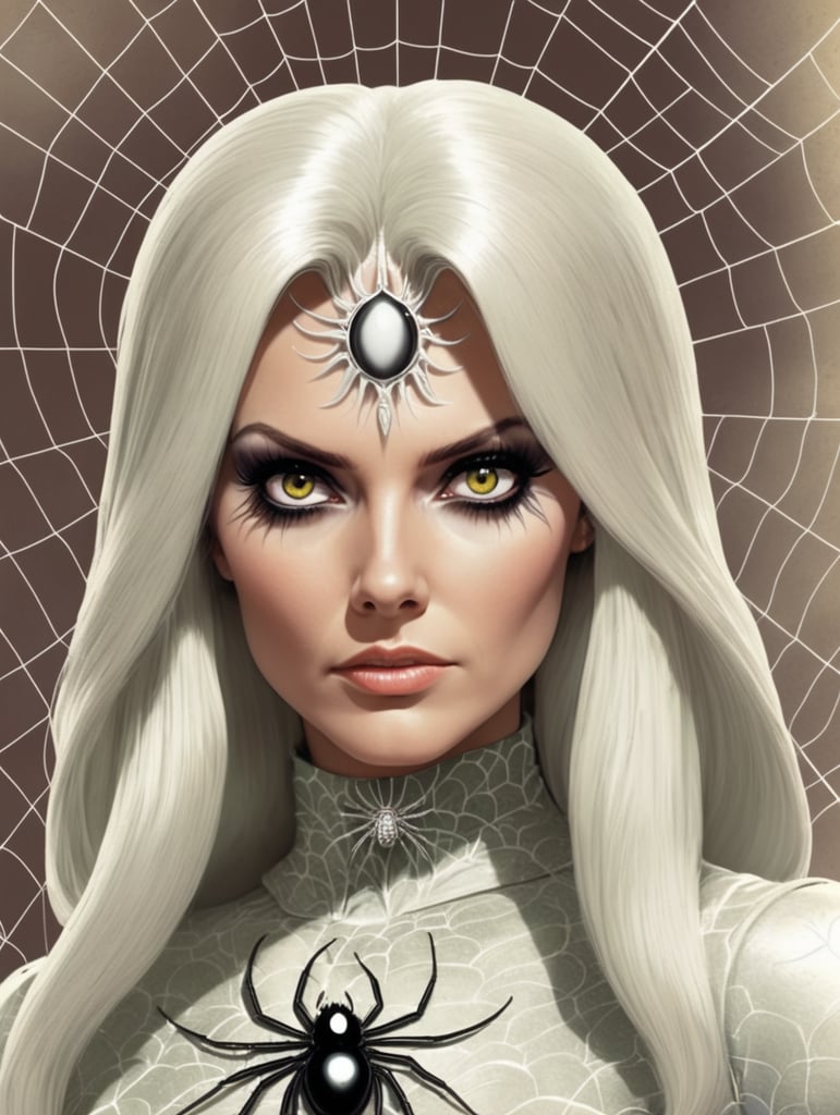 Premium Free ai Images | White-eyed Spider Queen: 70s Comic-inspired Art