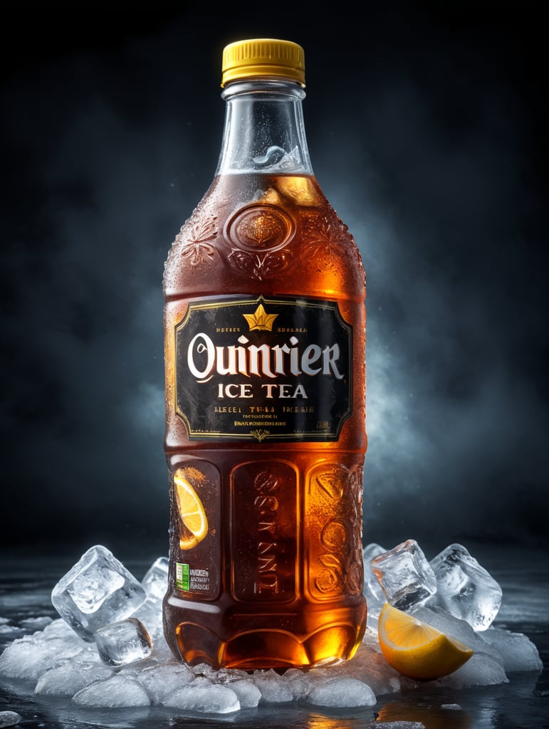 Premium Free ai Images | fresh ice tea bottle on big ice
