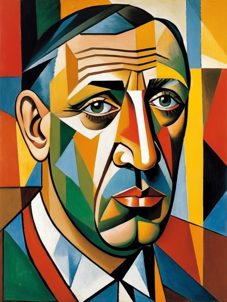 Premium Free ai Images | self portrait pf pablo picasso cubism