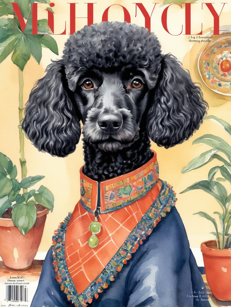 Premium Free ai Images | Stylish Poodle on Artist's Magazine Cover