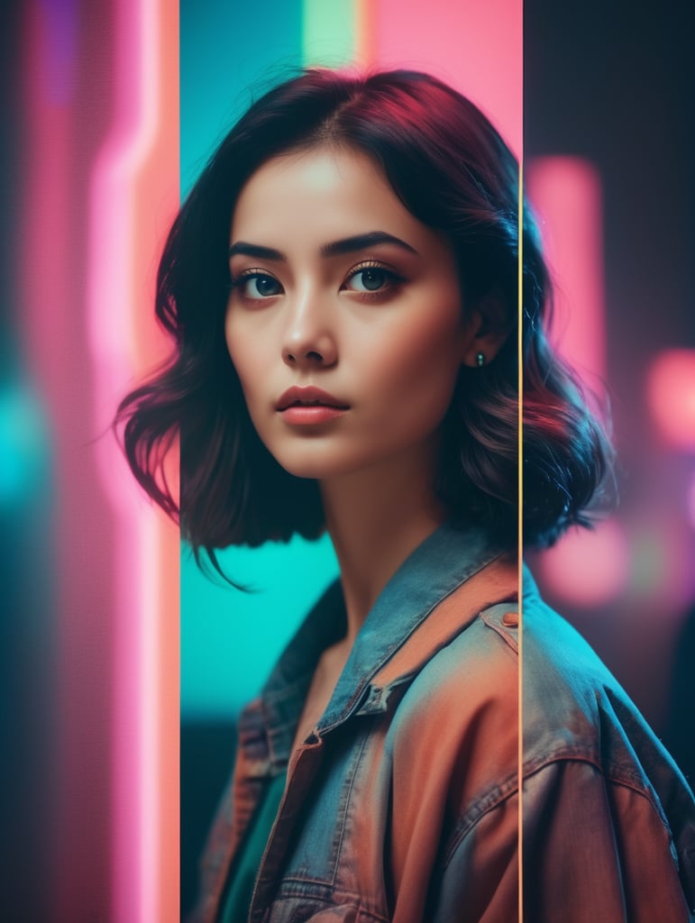 Premium Free ai Images | shifting spectra mixed multimedia portrait ...