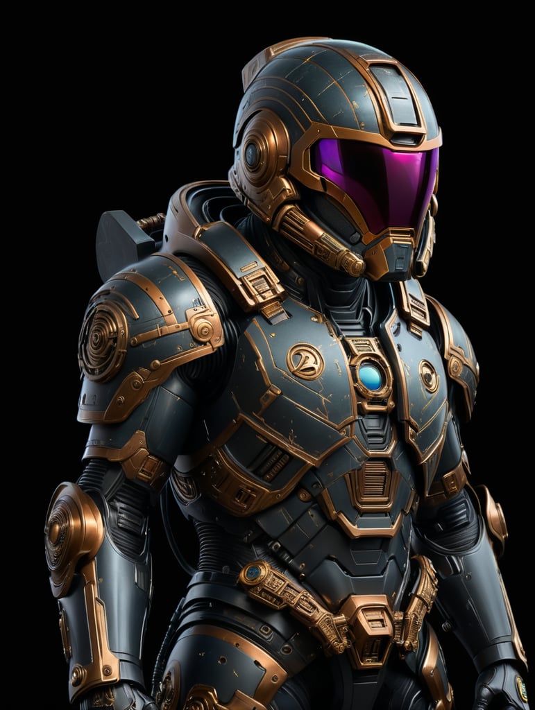 Premium Free ai Images | cyber space man with bronze color dark helmet ...