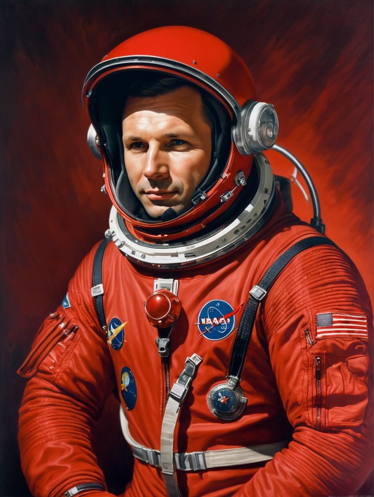 Premium Free ai Images | cosmonaut yuri alekseyevich gagarin in red ...