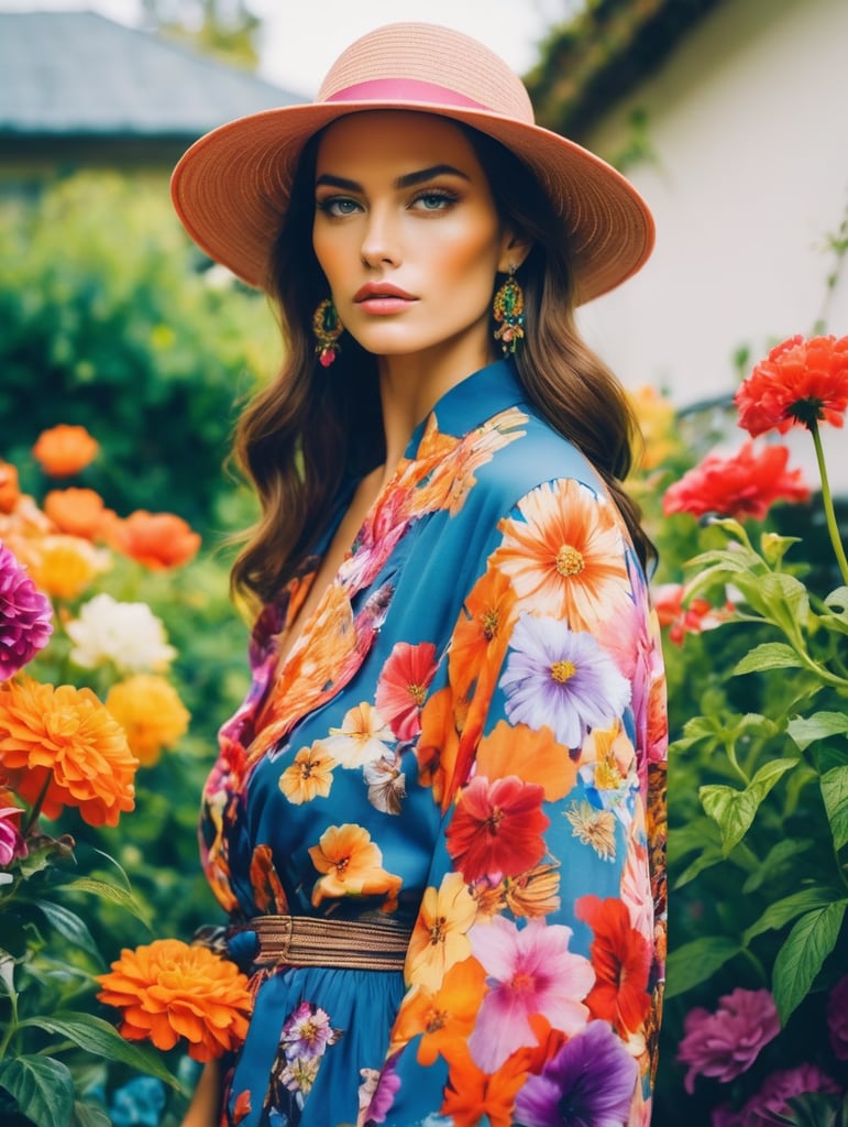 Premium Free ai Images | blooming garden fashion editorial floral ...