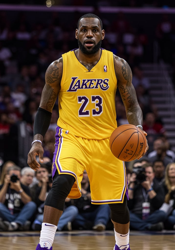 Premium Free ai Images | lebron james in action hero view