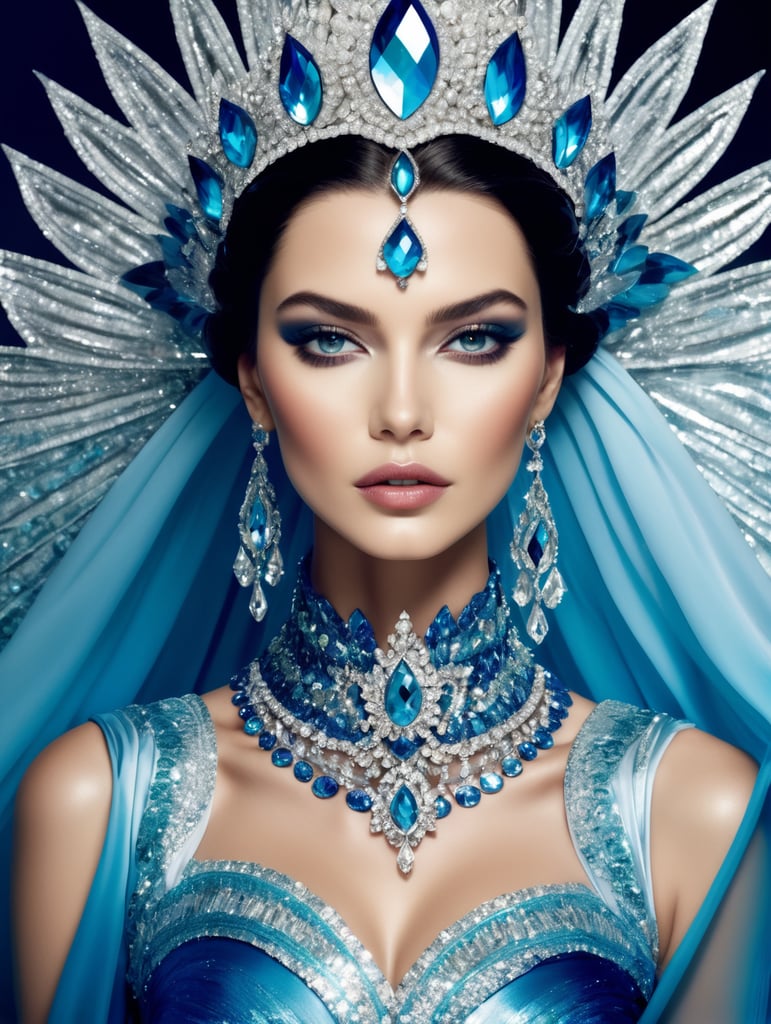 Premium Free ai Images | beautiful water queen fashion portrait for vogue
