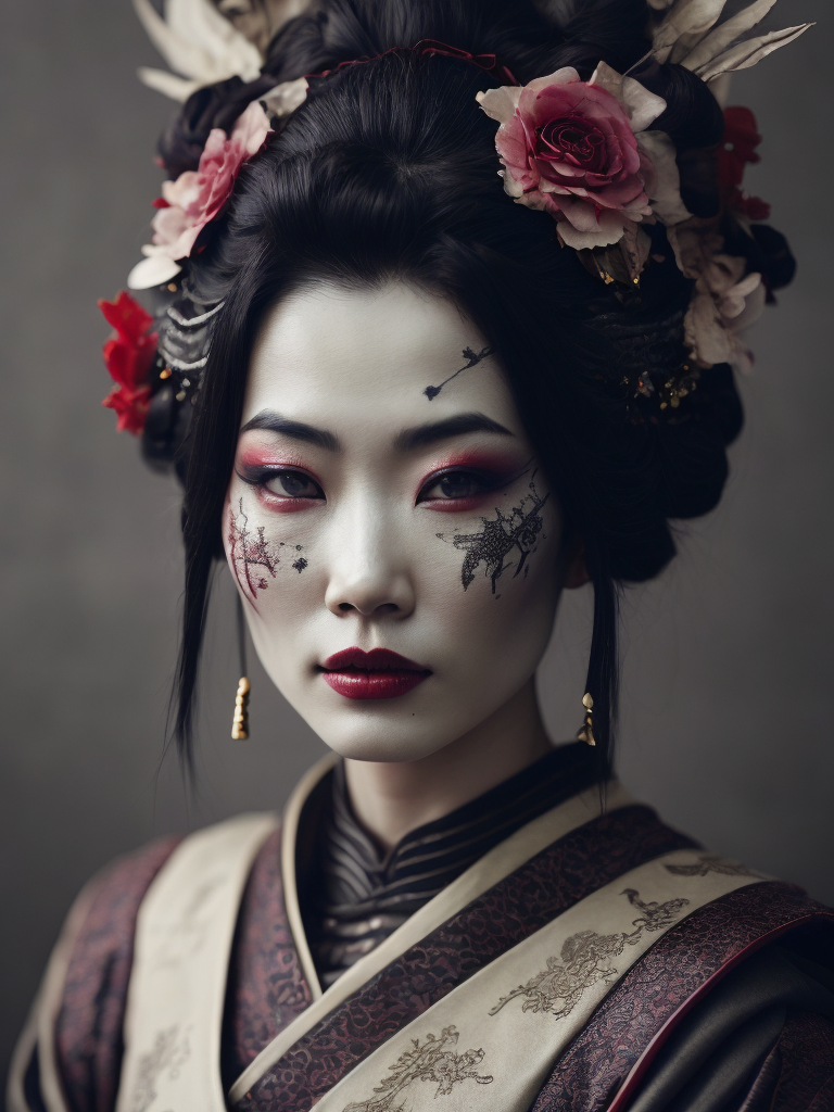 Premium Free ai Images | portrait art of undead geisha detailed ...