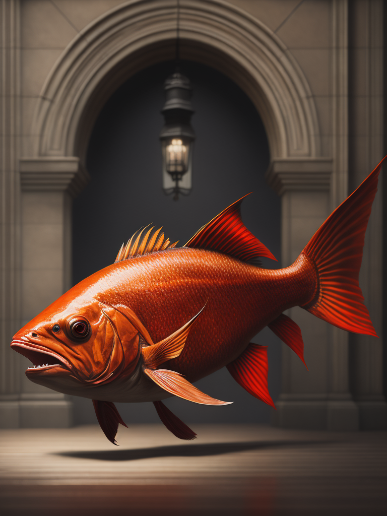 Premium Free ai Images | demonic red fish with red horns painting in ...