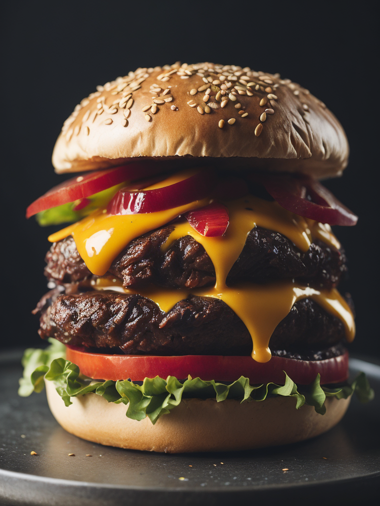 Premium Free ai Images | triple meat smashed ground beef patty cheeseburger
