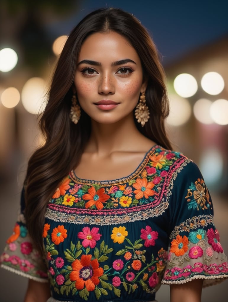 Premium Free ai Images | beautiful mexican woman with freckles wearing ...