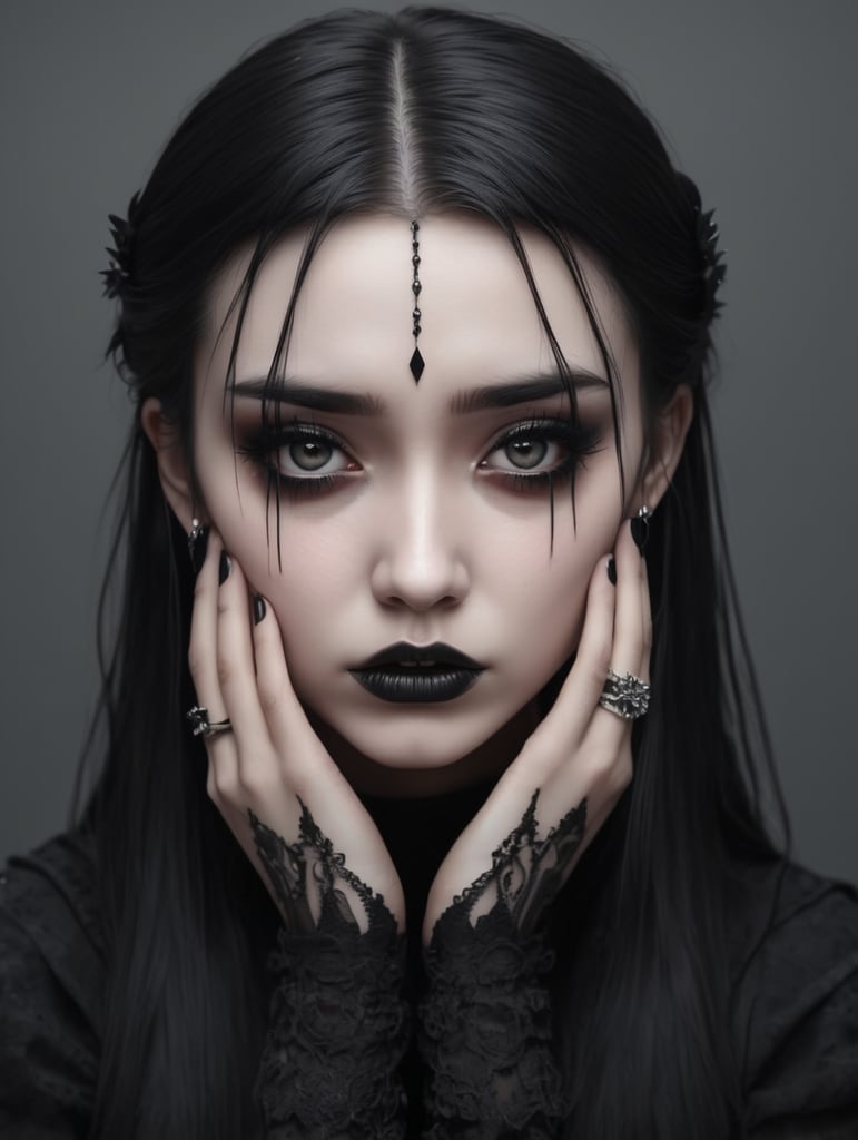 Premium Free ai Images | girl cry dark goth dark background