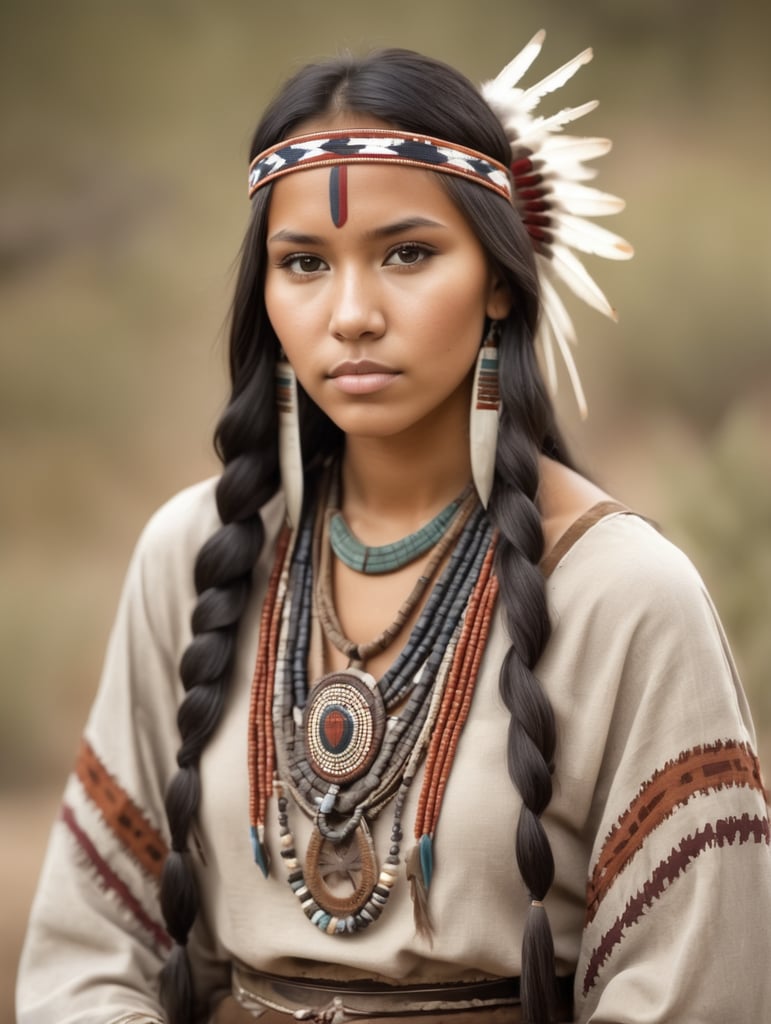 Premium Free ai Images | beautiful native america young woman