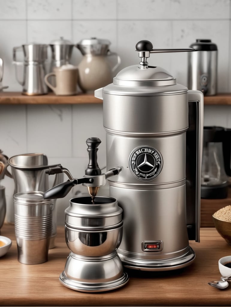 Premium Free ai Images | Retro Benz Brews Perfect Blend