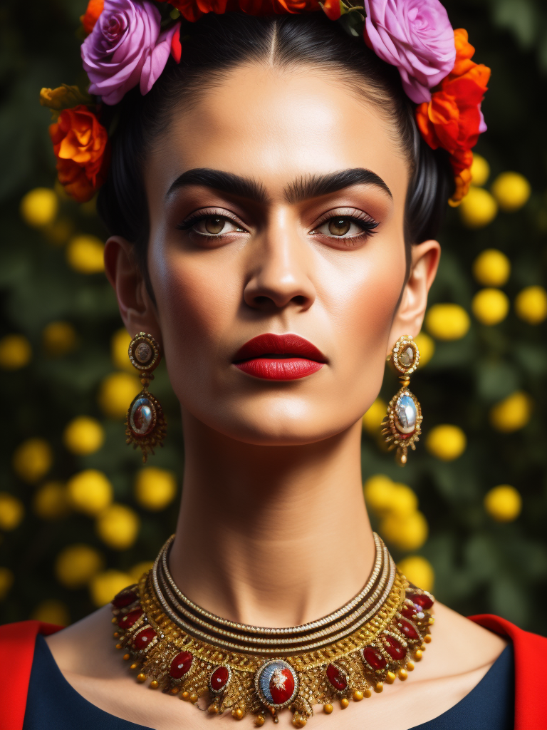 Premium Free ai Images | portrait of frida kahlo bright and saturated ...